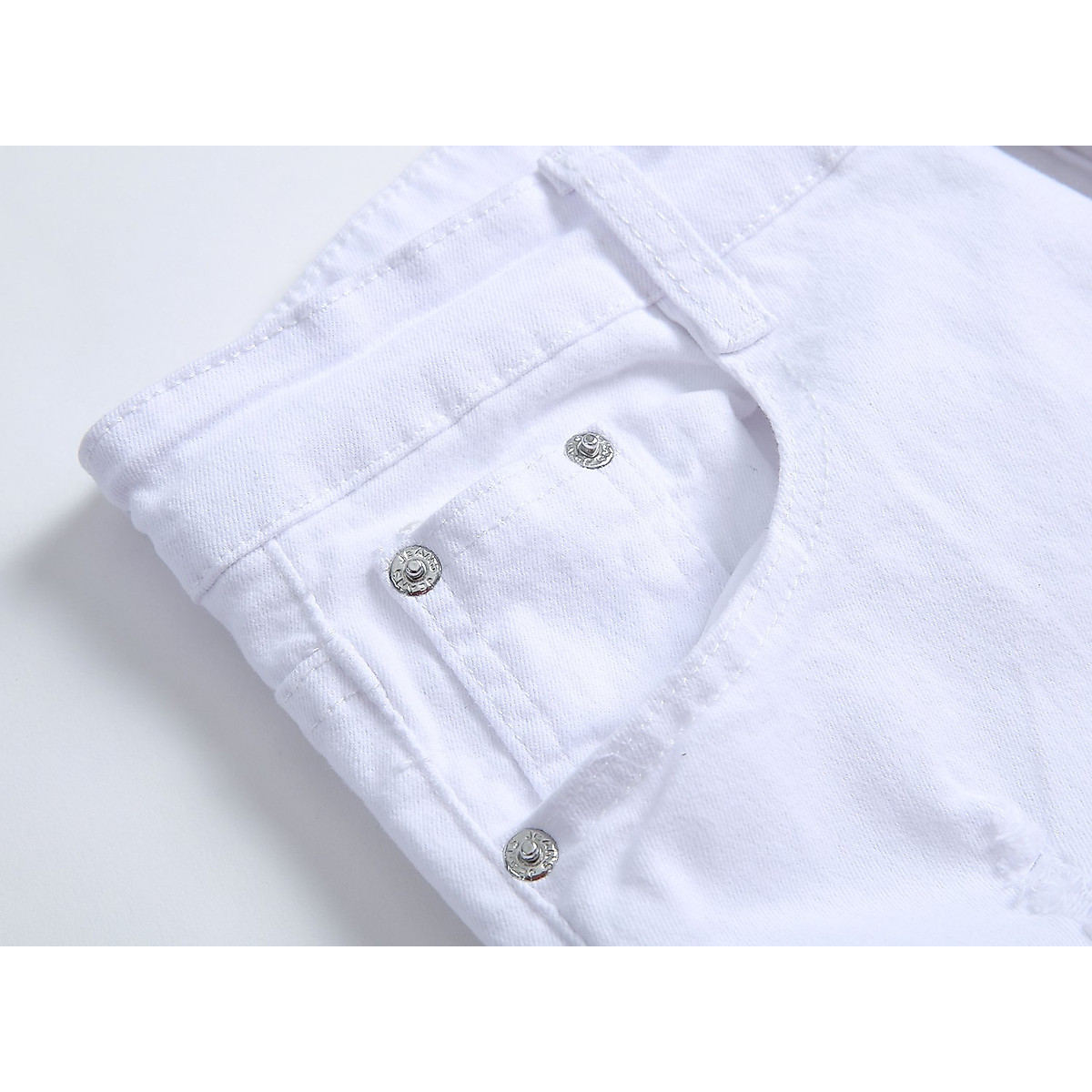 Men's White Skinny Slim Fit Ripped Distressed Destroyed Stretch Jeans Pants,White,34W