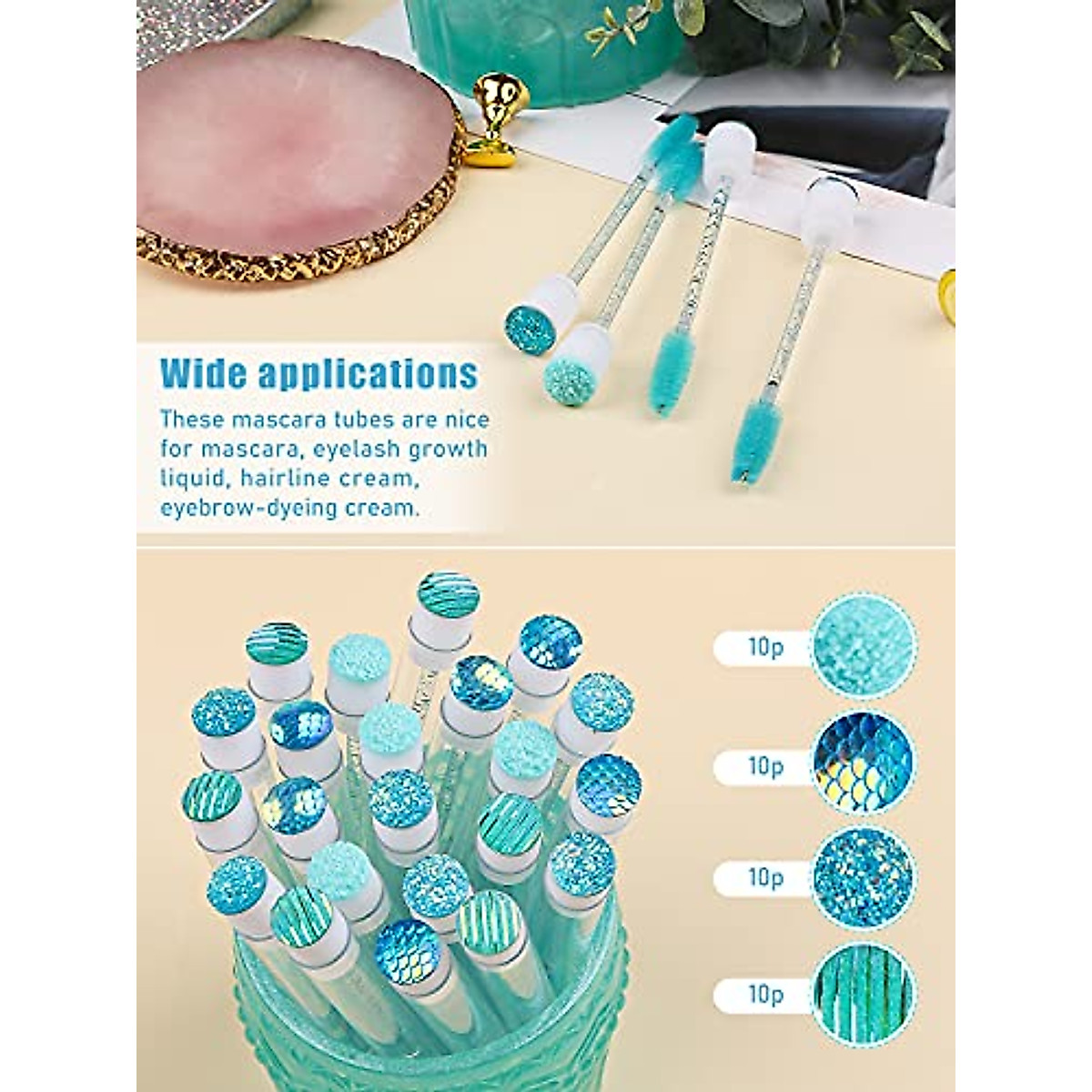 80 Pcs Mascara Wand Tube Set 40Pcs Empty Mascara Wand Tube 40Pcs Eyelash Brush Mascara Brushes for Women Girls Makeup