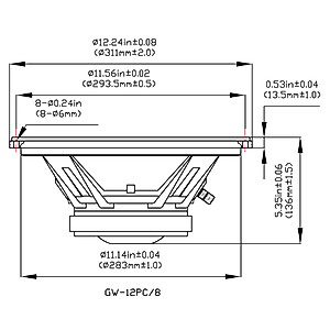 Goldwood Sound, Inc. Stage Subwoofer, Heavy Duty 8ohm 12" Woofers 450 Watts Each Replacement 2 Speaker Set (GW-12PC-8-2)