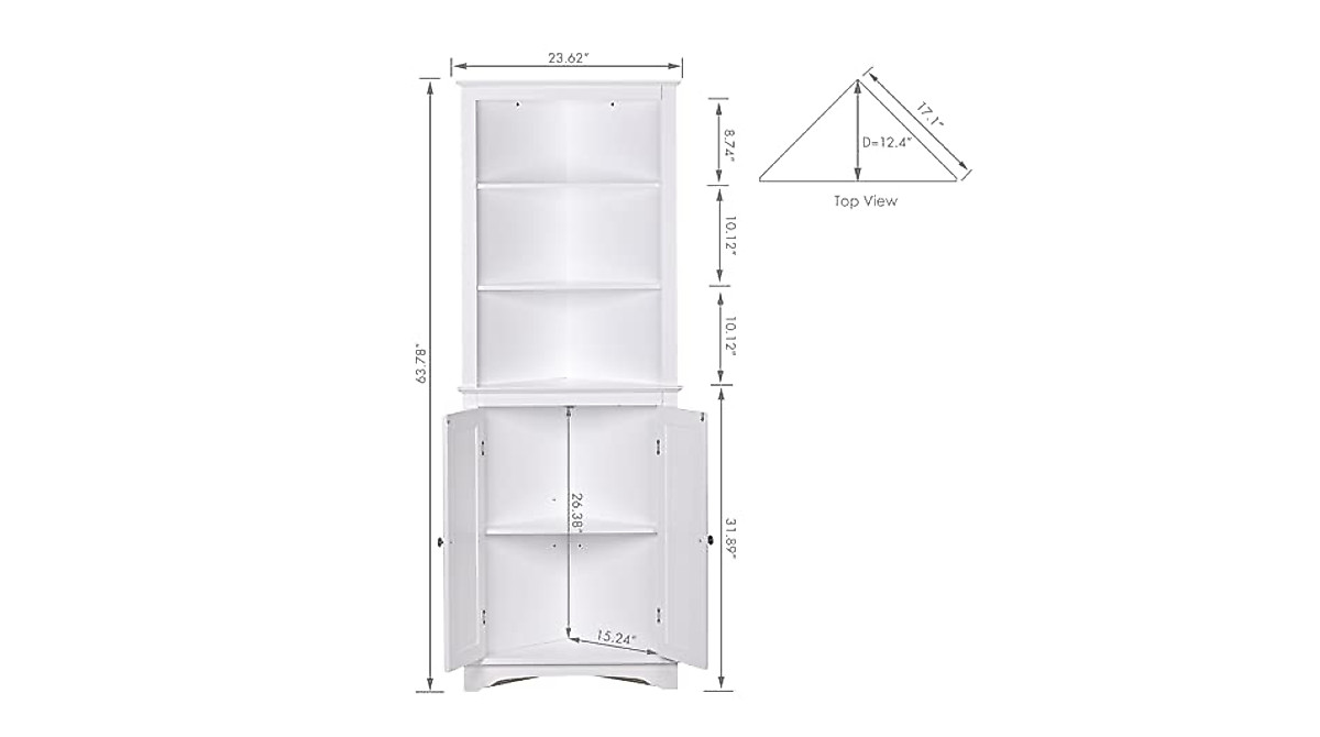 Spirich Tall White Corner Storage Cabinet for Any Room