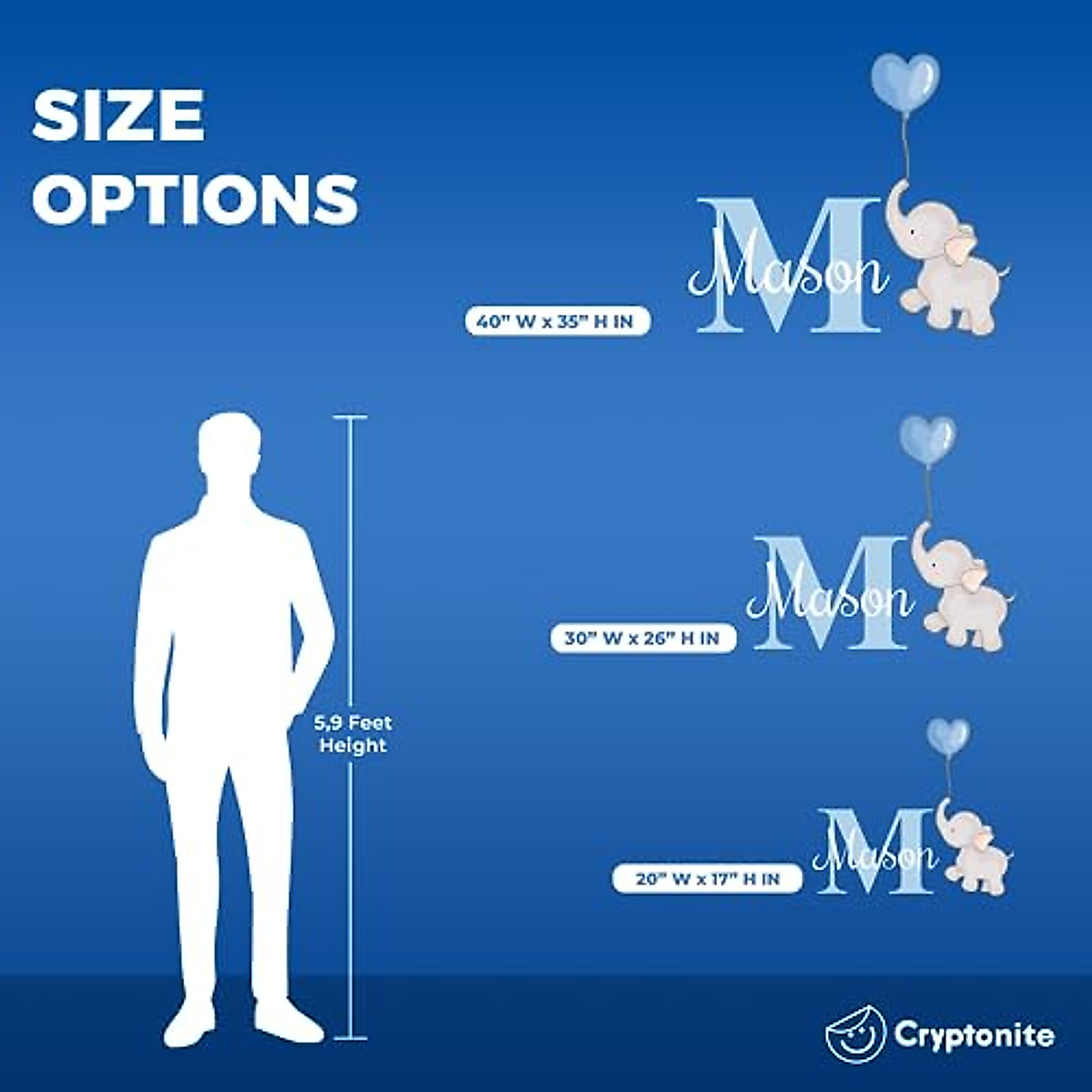 Custom Name & Initial Elephant Wall Art I Elephant Baby Shower Decorations I Elephant Wall Decor | Elephant Baby Shower Decorations for Girl I Baby Elephant Nursery Decor | Wall Decals