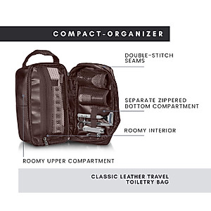 Bayfield Bags Travel Toiletry Bag For Men Shaving Bag Dopp Kit (Black) Bottom Storage Holds More (10x6x5)-Leather Mens Toiletry Bag -Shower Bathroom Bag For men - Men Travel Toiletries Bag