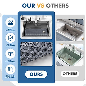 Silicone Sink Protectors for Kitchen Sink - 28.4"x 14.3" Kitchen Sink Mats Accessory, Non-Slip Heat Resistant Sink Mat for Bottom of Farmhouse Porcelain Stainless Steel Sink (Right Left Hole)