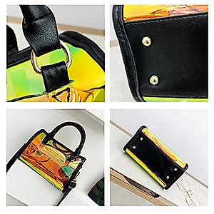Holographic Transparent Crossbody Purse Iridescent Tote Bag Crossover Purse for Women (Black)