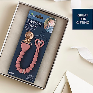 Itzy Ritzy Silicone Pacifier Clip; 100% Food Grade Silicone Pacifier Strap with Clip Keeps Pacifiers, Teethers & Small Toys in Place; Features One-Piece Design & Silicone Cord (Rosewood)