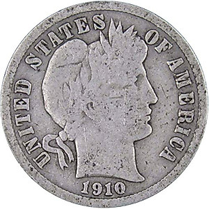 1910 Barber Dime AG About Good 90% Silver 10c US Type Coin Collectible