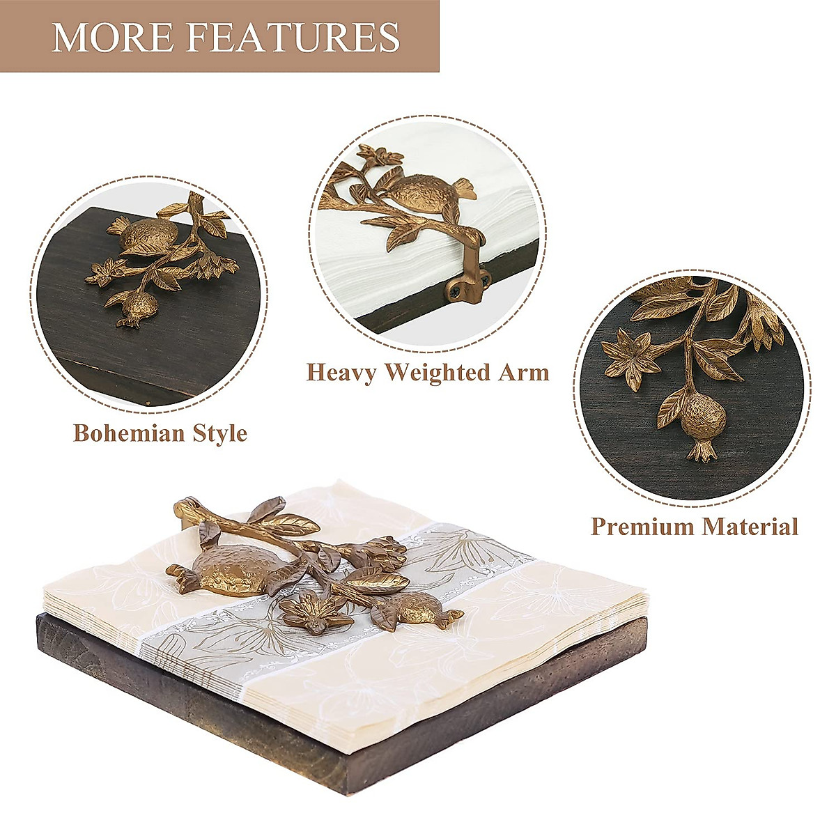 NIKKY HOME Vintage Wood Flat Napkin Holder