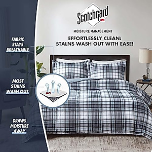 Madison Park Essentials Parkston Plaid Comforter, Matching Sham, 3M Scotchguard Stain Release Cover, Hypoallergenic All Season Bedding-Set, Full/Queen, Grey, 3 Piece