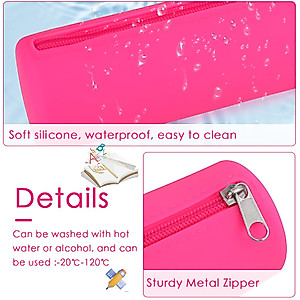 Oyachic Colorful Silicone Pencil Case Cylinder Pencil Pouch Zipper Pencil Bag Aesthetic Pencil Pouch Pen Bag Women Makeup Office Markers Supplies