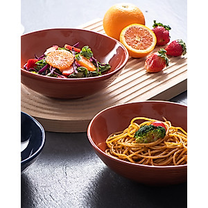 HENXFEN LEAD Ceramic Bowls Set of 4 for Salad, Cereal, Soup, Pasta - 7 Inch Stoneware Ramen, Noodles Bowls for Serving 24 Oz, Microwave & Oven, Dishwasher Safe, Scratch Resistant, Brown