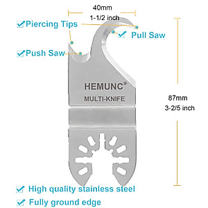 HEMUNC 3PCS Oscillating Multitool Saw Blades, Oscillating Multi Tool Hook Knife Blade for Cutting Roofing Shingles, PVC Carpet, and Cardboard, Fit Dewalt Milwukee Rockwell Bosch Dremel Ryobi Ridgid