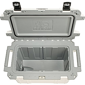 Pelican 70QT Elite Cooler (White/Grey) | 46 Can Capacity with Ice | 9 Day Ice Retention | Built-in Cup Holders & Bottle Opener | Guaranteed for Life
