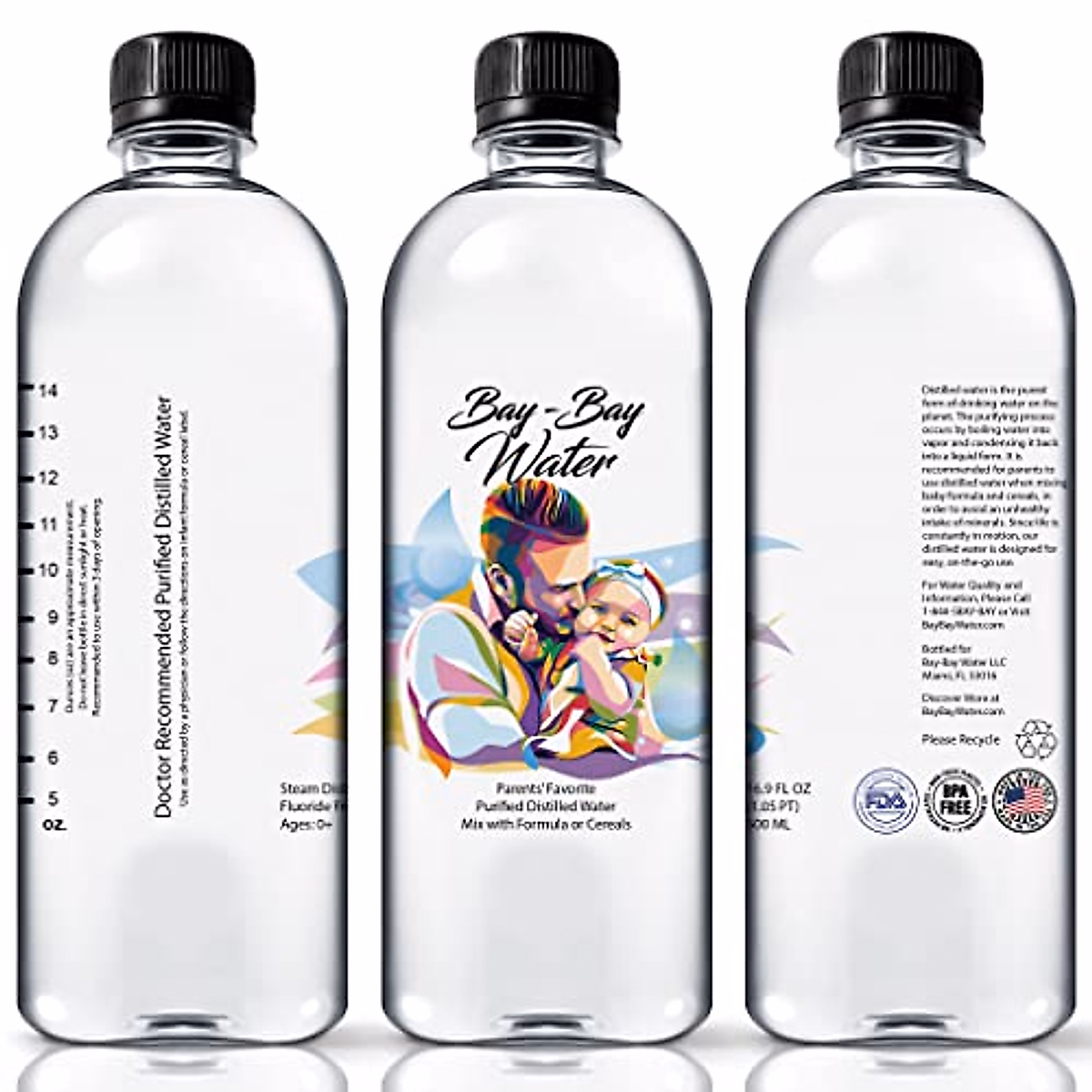 Bay Bay Water - Purified Distilled Water for Babies - 16.9 oz. - Use for Everyday Drinking, Infant Formula, Milk, and Baby Cereal - BPA Free - No Fluoride, Phosphate - Prevent Mineral Overload (16.9 Fl Oz (Pack of 12))