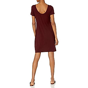 Amazon Essentials Women's Jersey Regular-Fit Ballet-Back t-Shirt Dress (Previously Daily Ritual), Dark Red, X-Large