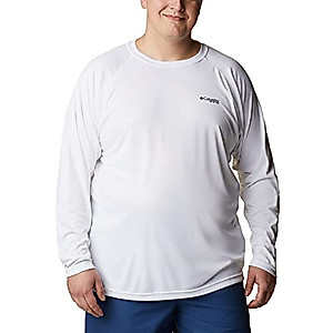 Columbia Men's Terminal Tackle Long Sleeve Fishing Shirt, White/Nightshade Logo, Medium