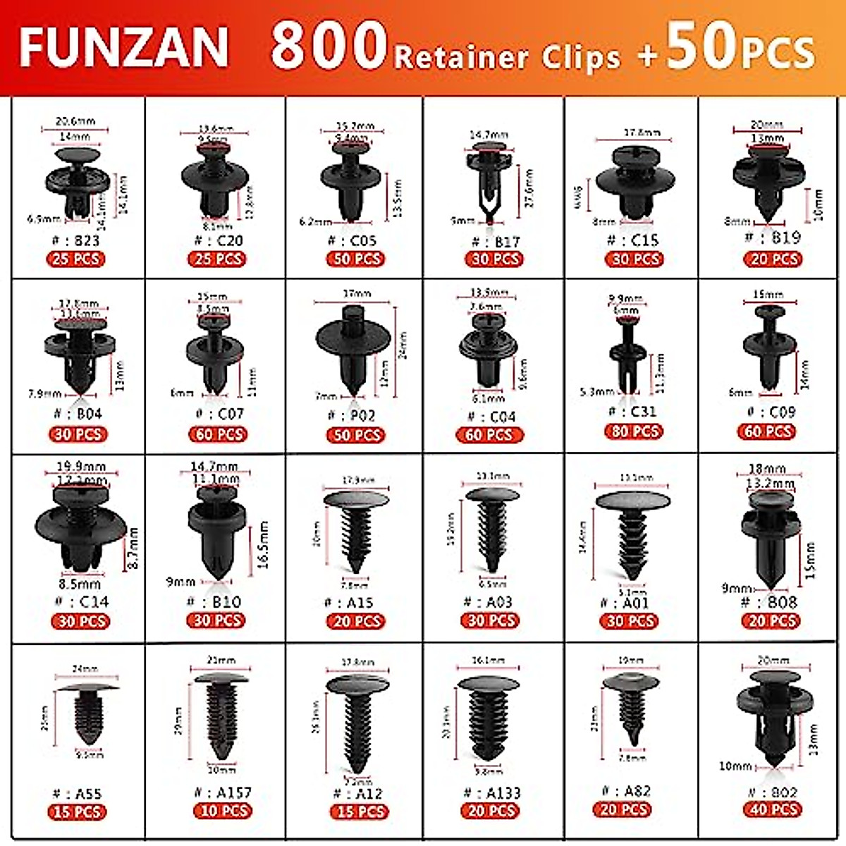 Car Retainer Clips Automotive Plastic Rivets Xmas Tree Retainer Clips 850PCS Auto Body Clips Bumper Push Pin Clips with 15 Cable Ties Fastener Remover for GM Ford Toyota Honda Chrysler Acura