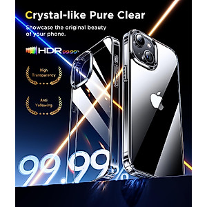 Humixx for iPhone 15 Case Clear [Non-Yellowing] [14 FT Military Drop Protection] Slim Fit Protective Hard Case, Shockproof Bumper Men Women Case for iPhone 15 Phone Case 5G 6.1 Inch - Transparent