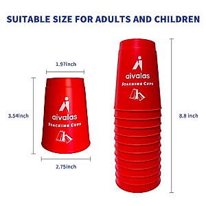 Aivalas Stacking Cups, Quick Stack Cups Game with 12 PCS Stacking Cups & Durable Carry Bag, Classic Stacking Games for Kids Adults Family(Red)