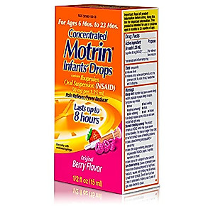 Motrin Infants Concentrated Drops, Fever Reducer, Ibuprofen, Berry Flavored.5 Oz (Pack of 2)