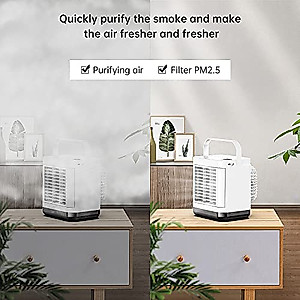 Portable Air Conditioners, Rechargeable Desktop Fan with 3-speed, Cordless Personal Air Cooler with Handle, Evaporative Air Cooling Conditioner for Home, Bedroom, Office, Camping Tent