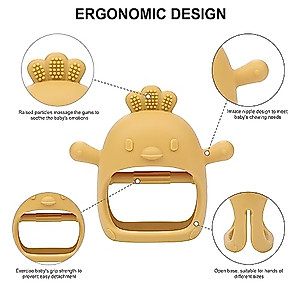 AIXMEET Baby Teething Toys,Silicone Baby Teether for Babies 0-6 Months, Mitten Teething Toy for Soothing Sore Gums, Never Drop Infant Hand Teether,Baby Chew Toys for Sucking Needs,Yellow