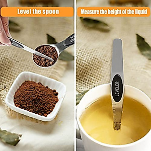 [9 Pack] Magnetic Measuring Spoons Set Dual Sided Measuring Scoop with Leveler Stainless Steel Measuring Spoons Kitchen Utensils Gadgets for Dry or Liquid Food