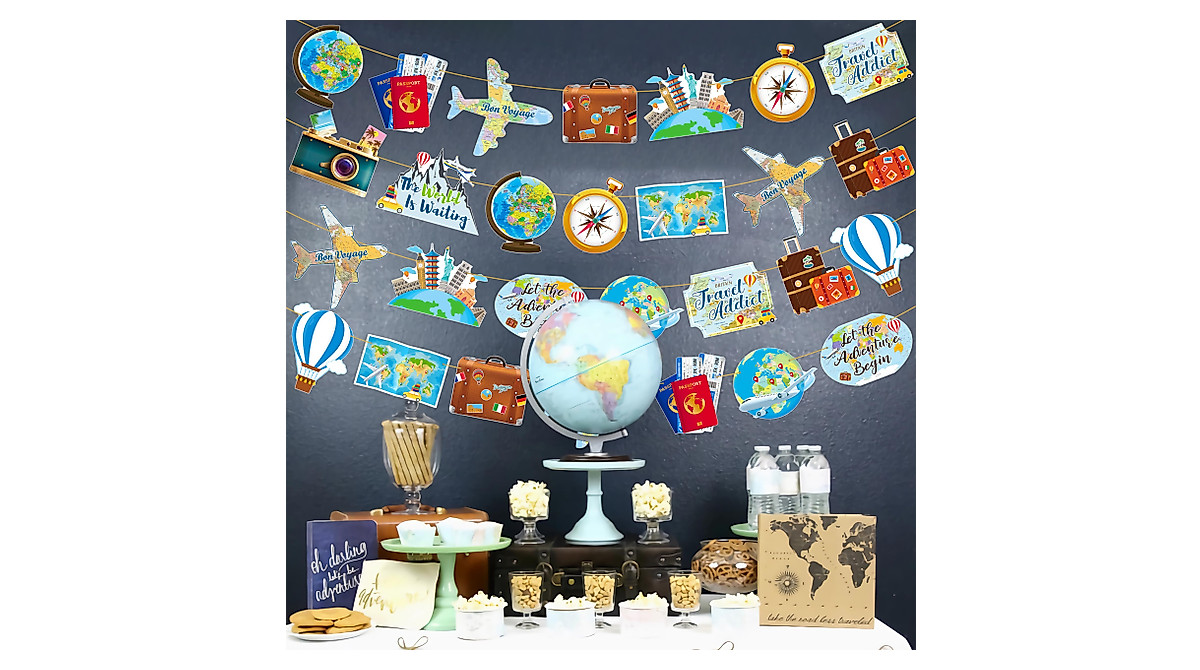 Travel Theme Party Banners - Adventure Awaits Decorations