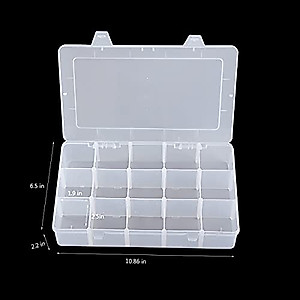 2 Pack 15 Large Compartments Organizer Box Clear Plastic Jewelry Storage Container Box Craft Organizer Case with Removable Dividers for Beads Small Parts Jewelry Crafts(10.8" × 6.5" x 2.2")