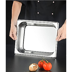 3 Pack Hotel Pans, 1/2 Size 2.6" Deep, Commercial Stainless Steel Pan, Steam Table Pan, Catering Food Pan with lid (2.6''Deep(Pans-2+Lid-1))
