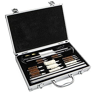 XtremepowerUS 106pc Universal Gun Cleaning Kit Brass Rifle Pistol Handgun Shotgun Firearm Cleaner Service Kit Carrying Storage Case