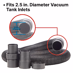 Shop-Vac 9050333 Hose, 2.5 in Diameter x 8 Ft Length, Long Reach, Vacuum Hose, Black, (1 Pack)