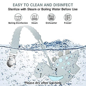 MISSLILI Teething Toys for Babies 0-6 6-12 Months Baby Teethers with Clip Silicone Baby Teether Toys for Boys and Girls Infant Teething Relief for Teething Dinosaur Shape, Gray