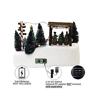 MOMENTS IN TIME Christmas Village Building, Tree Lot with LED Lights and Christmas Music - Battery Operated (not Included) (Optional 4.5V Adapter not Included) (6.9" H x 10.8" W x 7.7" D)