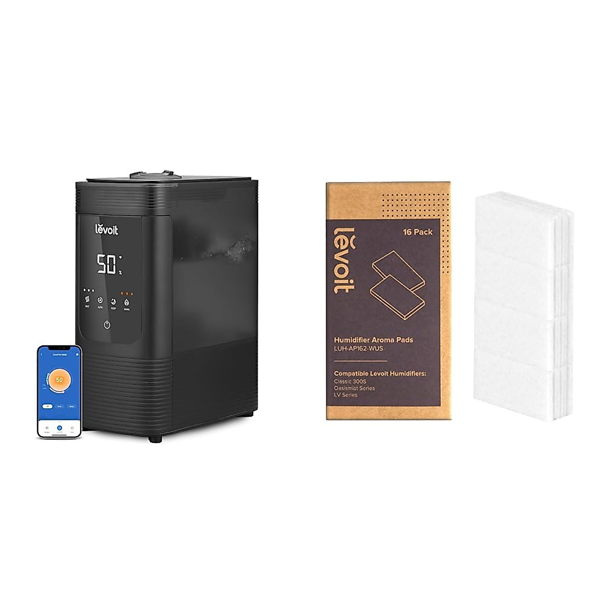 LEVOIT 6L Smart Warm and Cool Mist Humidifier & 16-Pack Aroma Pads