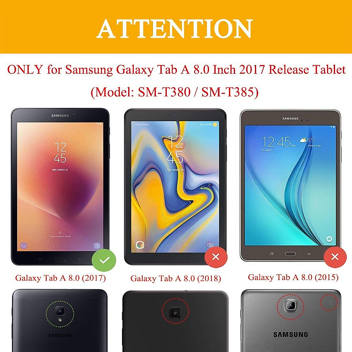 Case for Galaxy Tab A 8.0 2017 Model SM-T380, EKVINOR PU Leather Folio Case Stand Cover for Samsung Galaxy Tab A 8.0 Inch 2017 Release (SM-T380/SM-T385) - Purple