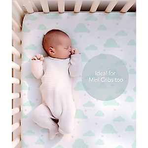 100% Organic Cotton Fitted Sheets for Graco Pack n Play, Babyletto, Pamo Babe, Hiccapop, Dream on Me, Evenflo, Baby Trend, Hygge Hush Portable/Mini Crib/Playards, and Beka Bedside Bassinet 2 Pk