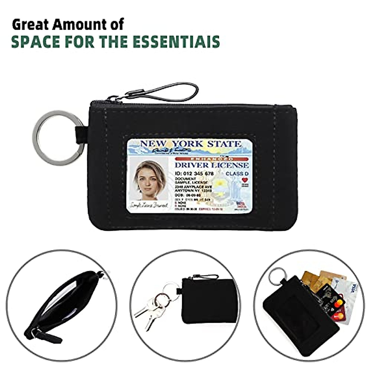 DONGGANGAJI Women's Zip ID Case Wallet Cotton Colorful Patterns Suitable for Ladies Wallet Clutch Coin Purse… (Black-BCD)