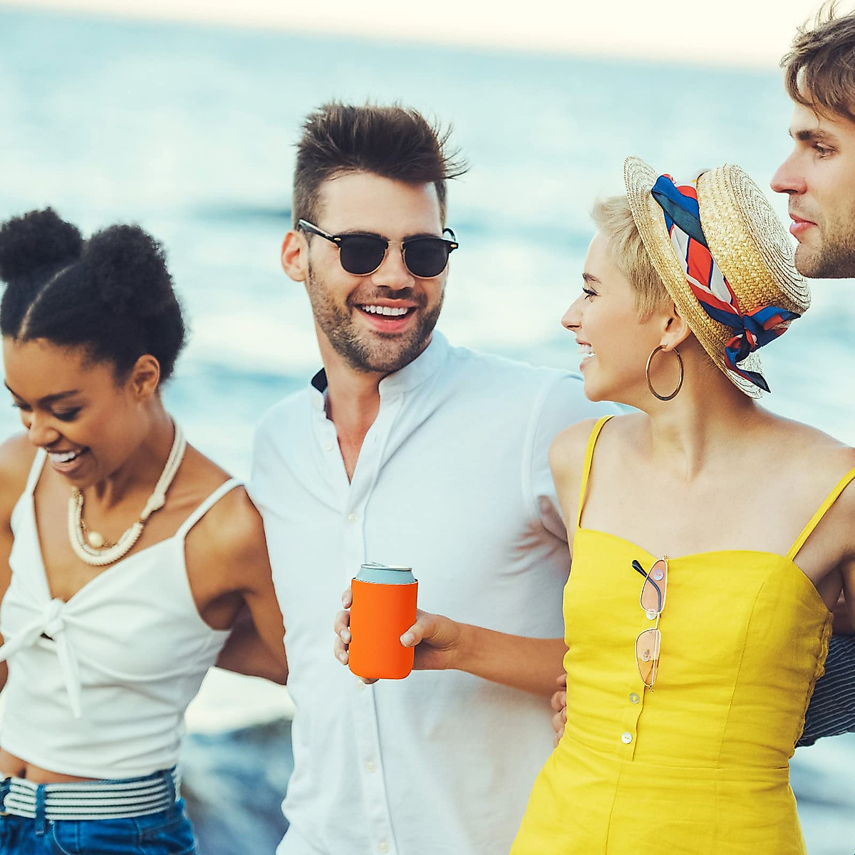 100 Pack Blank Beer Can Cooler Sleeves Soft Insulated Reusable Drink Cooler Bulk Collapsible Sublimation Can Cooler Sleeves for Wedding Party Supplies, 15 Multicolor