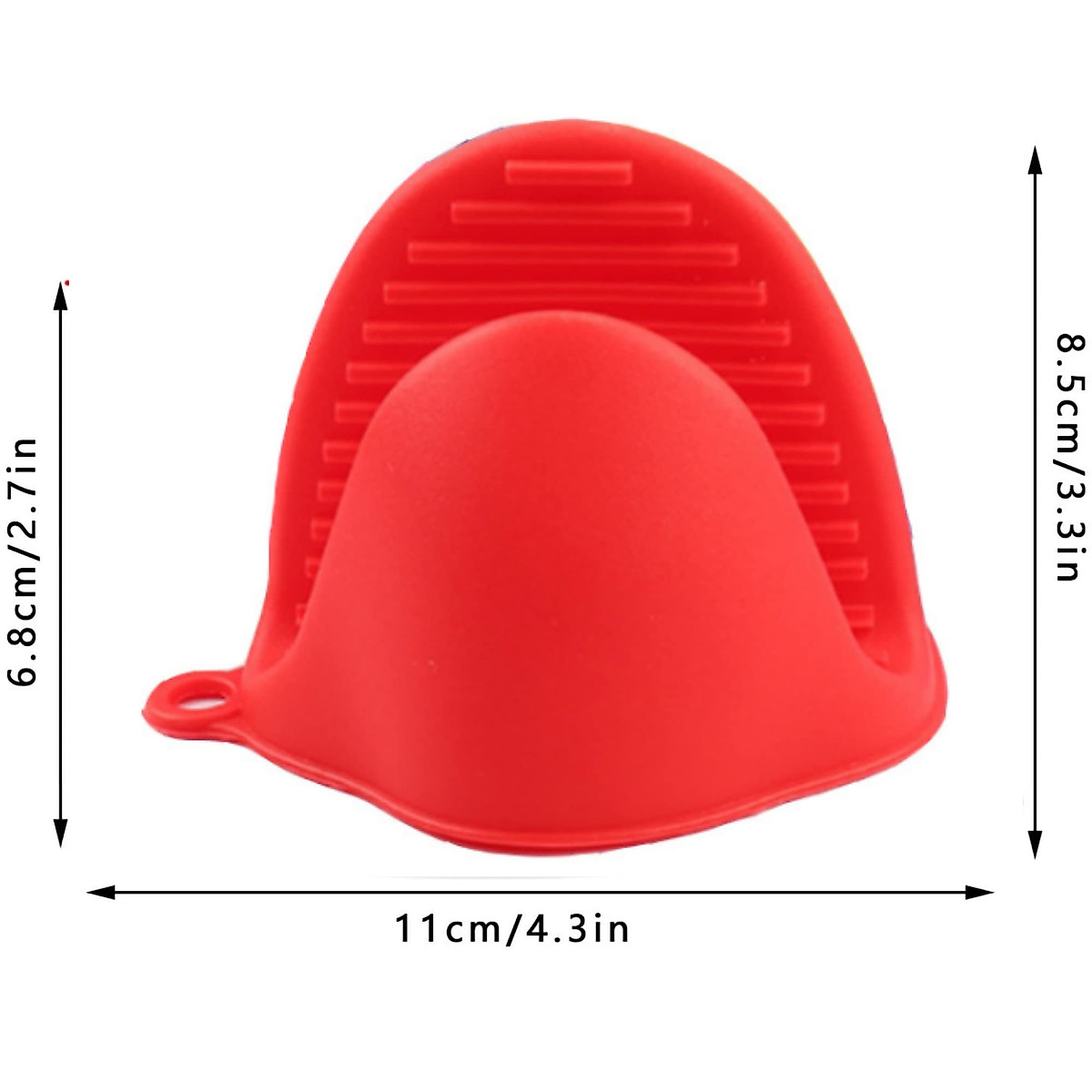 ThermalinX Silicone Oven Mitts - 2 Pieces Heat and Slip Resistant Kitchen Pinch Grips, Finger Protector Pot Holder Gloves for Kitchen, Frying, Cooking, Baking, BBQ (Red)