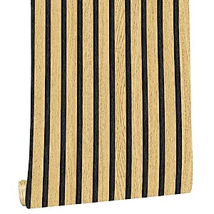 myforHD Wallpaper Peel and Stick Wood Grating Stripe Self-Adhesive Wallpaper Faux Wood Contact Paper Wood Slats Self Adhesive Wall Paper PVC Vinyl Film Removable Waterproof (Wood A, 17.3" x 393")
