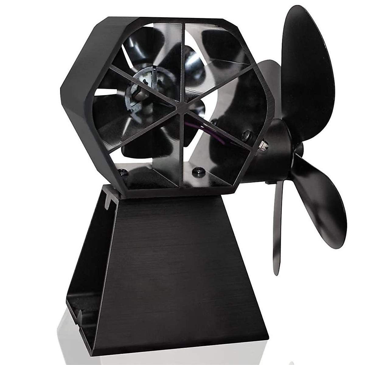 UXZDX CUJUX Foreign Trade Fireplace Thermal Power Double Fan Blade Fan Wood Fireplace Fan (Color : Black, Size : 181419cm)