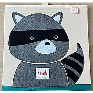 3 Sprouts, 13inch x 13inch x 13inch Cube Storage, Pack of 2 (Racoon and Fox)