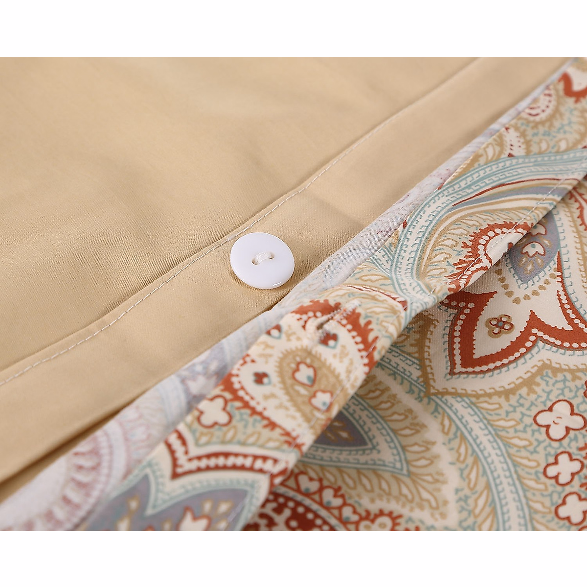 Softta Luxury Paisley Bedding Design 800 Thread Count 100% Cotton Bohe Vintage Bohe Vintage 3Pcs Duvet Cover Set,King Size,Khaki