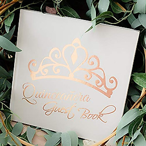 Calculs Libro De Firmas para Quinceañera Guest Book 15th Quinceanera Party Favors 8.5” Rose Gold Book Polaroid Photo Album Decorations