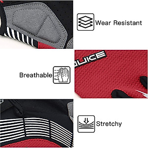 Souke Sports Cycling Bike Gloves Padded Half Finger Bicycle Gloves Shock-Absorbing Anti-Slip Breathable MTB Road Biking Gloves for Men/Women Red X-Large