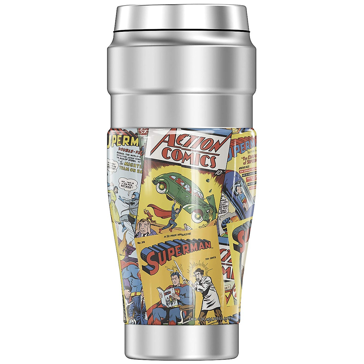 Superman Comic Covers THERMOS STAINLESS KING Stainless Steel Travel Tumbler, Vacuum insulated & Double Wall, 16oz