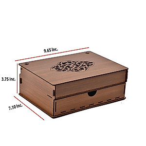 Reynoon Jewelry Box Organizer - Wood (Hard MDF) Jewelry Holder, 2 Layer, 6 Compartment, 1 Drawer Stackable Design, Wooden Jewelry Box Gift, Storage Case for Rings, Earrings, Necklaces, Bracelets