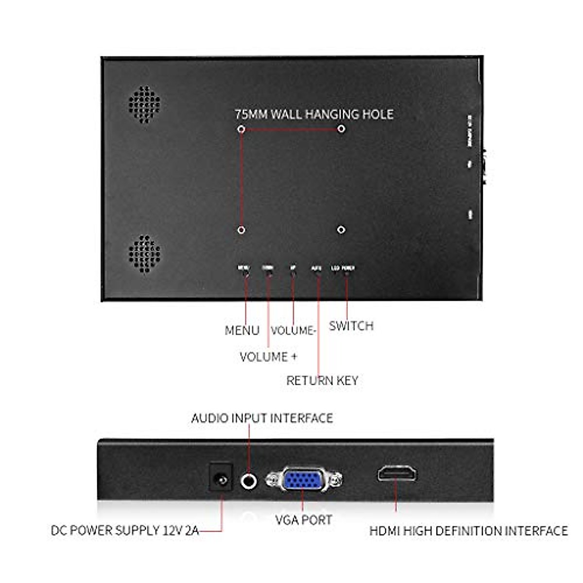 Thinlerain Portable Monitor - 11.6 inch 1080P FHD HDMI VGA Laptop Monitor,1920 x 1080P IPS LED Display External Monitor for Laptop and Computer, Build in Speakers