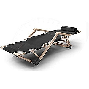 XZGDEN Lightweight Camping Chairs Garden Loungers Folding Chair Lazy Chair Outdoor Living Room Office Siesta Breathable Backrest Chair Folding Chair (Color : Black)