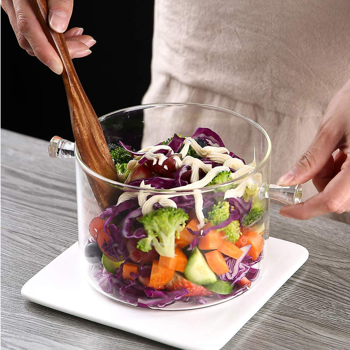 NIGILA 5Pcs Wooden Spoons Kit for Cooking Durable Acacia Wood Spurtles Kitchen Tools and Utensils Long Handle for Nonstick Cookware,Salad Strainer and Cake Make,Spurtles Kitchen Tools as Seen on TV